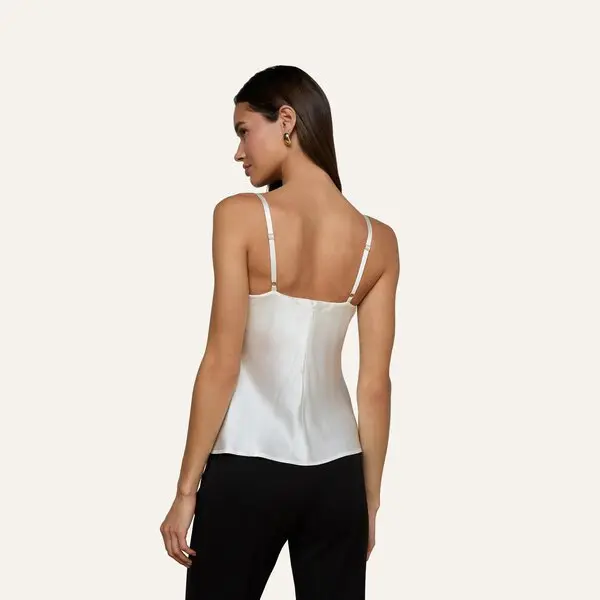 L'Agence Orlina Silk Camisole - White