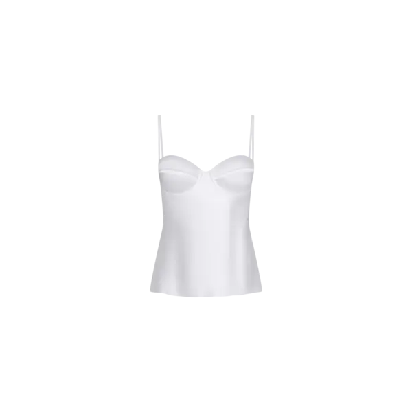 L'Agence Orlina Silk Camisole - White