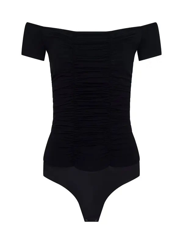 L'Agence Baliegh Ruched Bodysuit - Black