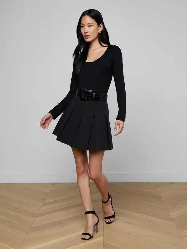 L'Agence Cassandra Ruched Bodysuit - Black