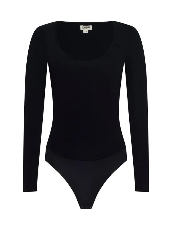 L'Agence Cassandra Ruched Bodysuit - Black