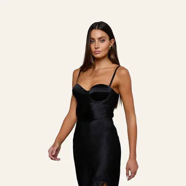 L'Agence Orlina Silk Camisole - Black
