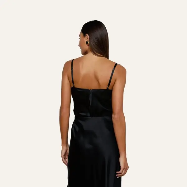 L'Agence Orlina Silk Camisole - Black