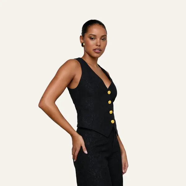 L'Agence Kino Lace Vest - Black