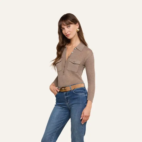 L'AGENCE Carine Knit Top - Mushroom
