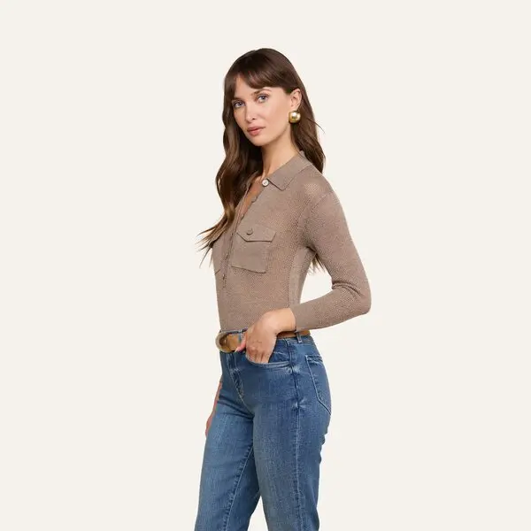 L'AGENCE Carine Knit Top - Mushroom