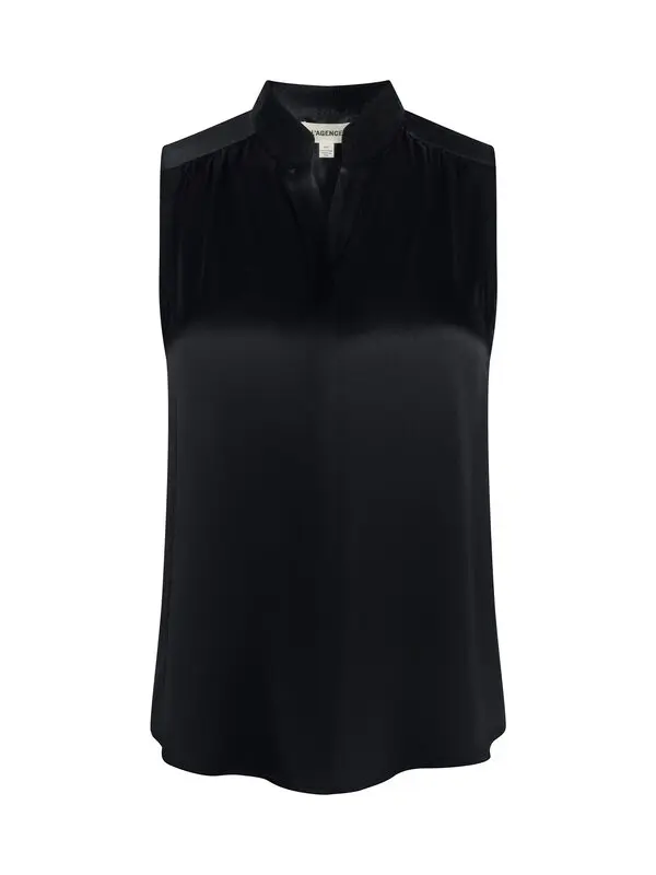 L'Agence Phoebe Silk Sleeveless Top - Black
