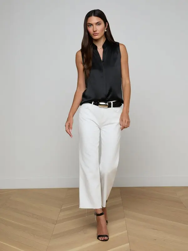 L'Agence Phoebe Silk Sleeveless Top - Black