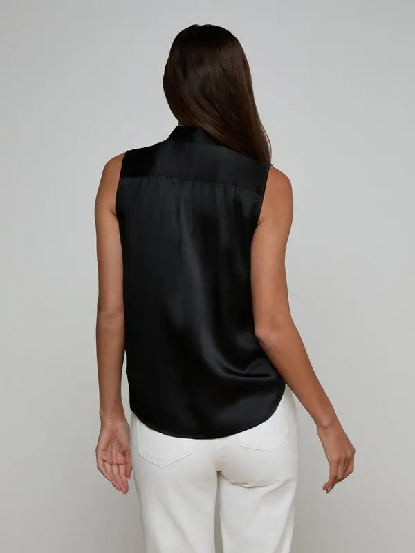 L'Agence Phoebe Silk Sleeveless Top - Black