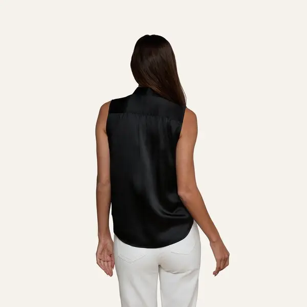 L'AGENCE Phoebe Silk Sleeveless Top - Black