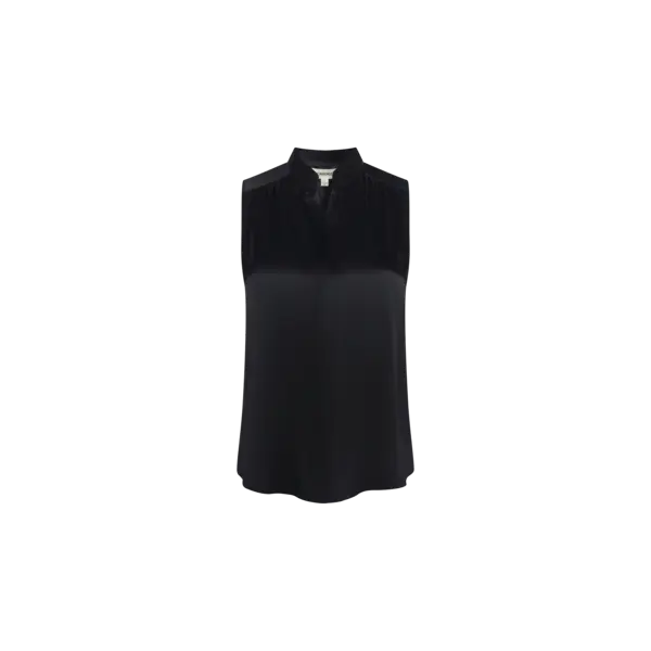 L'AGENCE Phoebe Silk Sleeveless Top - Black