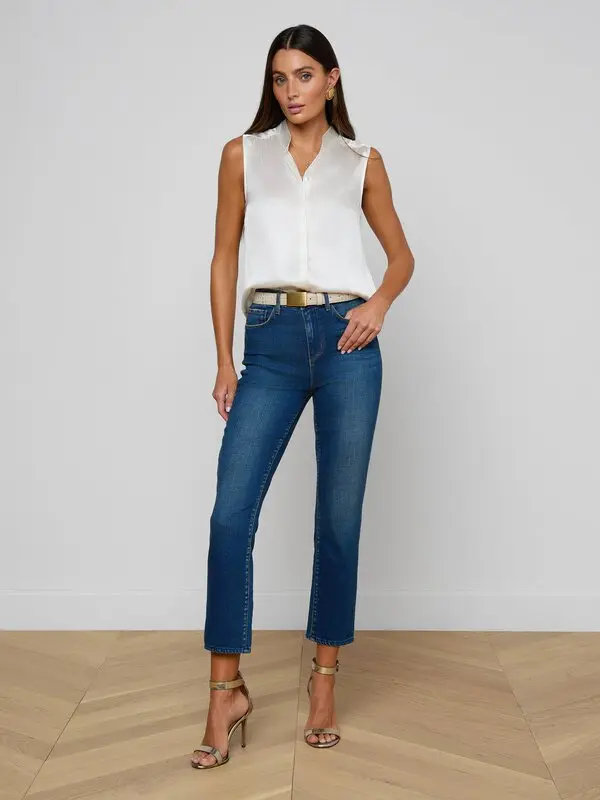 L'Agence Phoebe Sleeveless Silk Blouse - Ivory