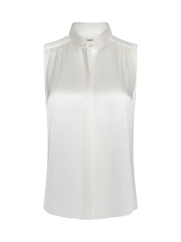 L'Agence Phoebe Sleeveless Silk Blouse - Ivory