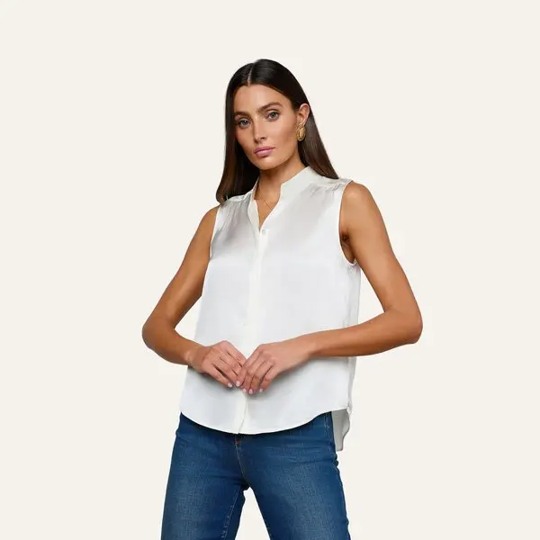 L'Agence Phoebe Sleeveless Silk Blouse - Ivory