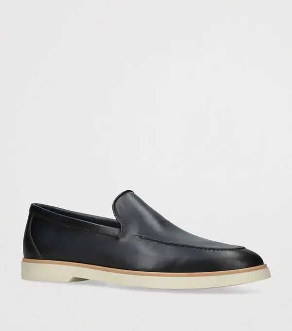 Magnanni Leather Calpe Loafers - Navy