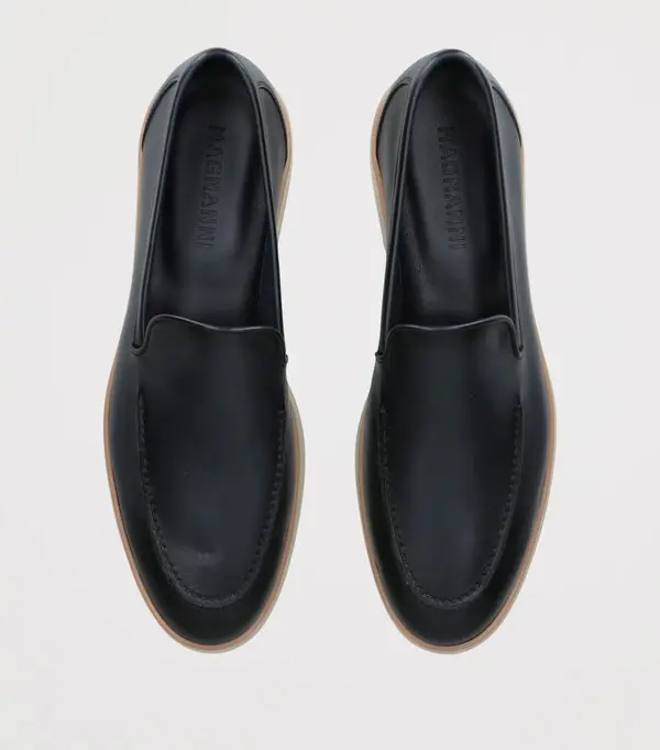Magnanni Leather Calpe Loafers - Navy