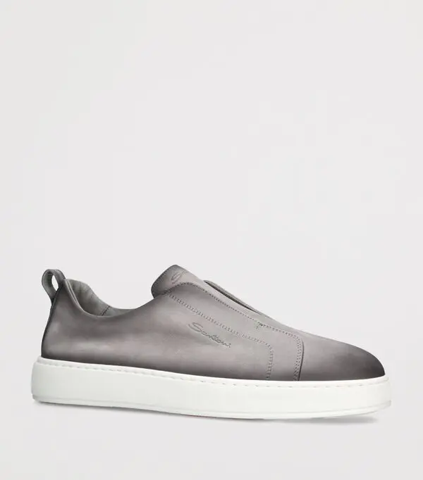 Santoni Clean Icon Nubuck Leather Sneakers