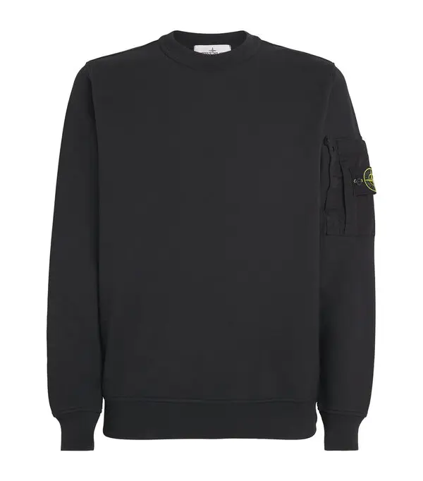 Stone Island Cotton Fleece Sweatshirt - Black