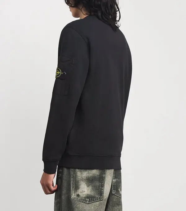 Stone Island Cotton Fleece Sweatshirt - Black