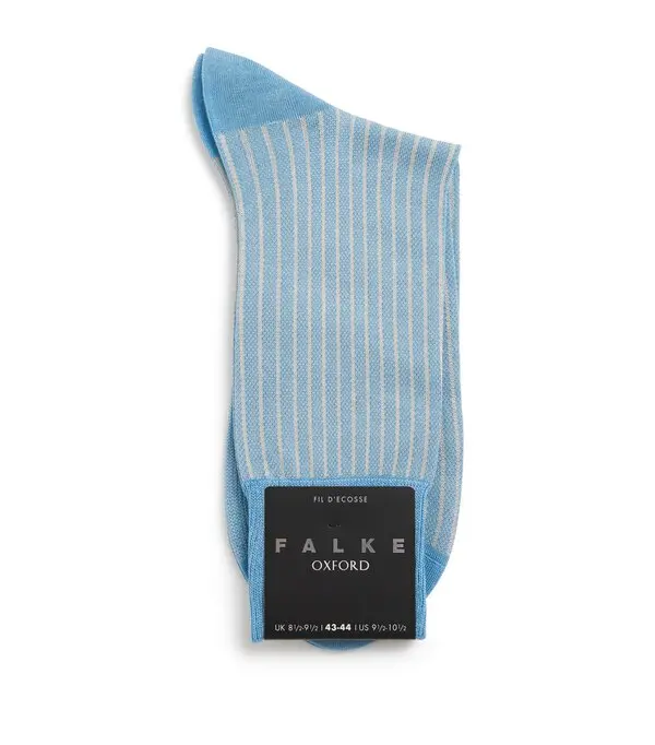 Falke Cotton-blend Oxford Stripe Socks - Blue