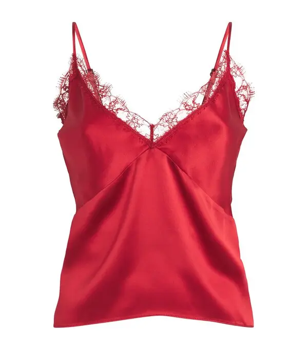 Kiki De Montparnasse Lace-trimmed Silk Cami Top - Red