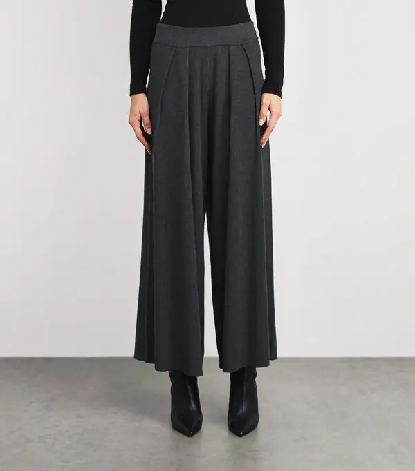 L'Agence Stretch-knit Milly Wide-leg Trousers - Grey