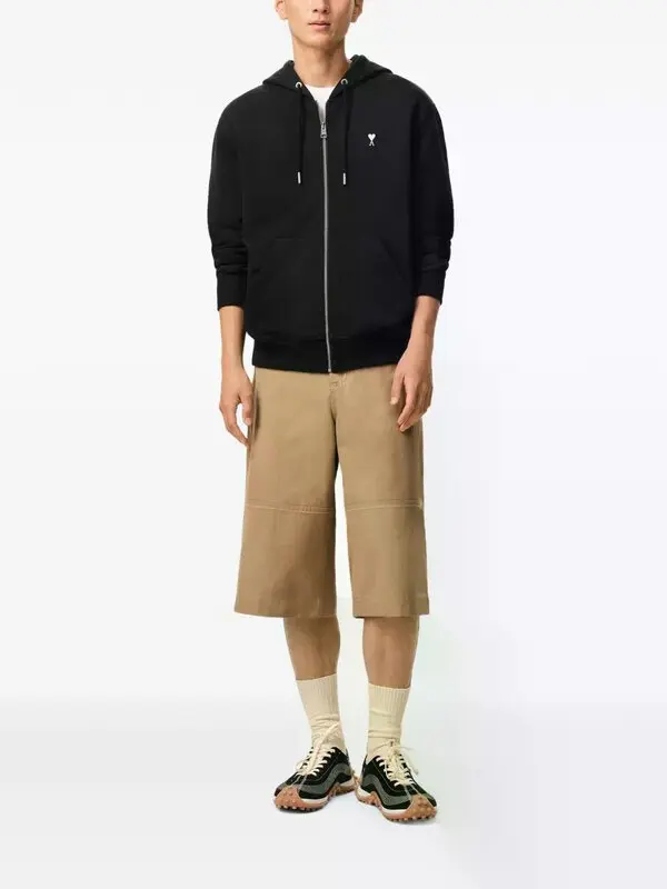 AMI Paris De Coeur Zip-up Hoodie - Black