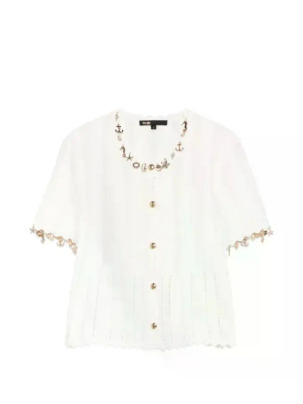 Maje Embellished Short-sleeve Cardigan