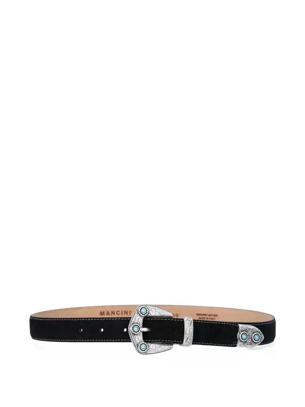 FABRIZIO MANCINI Turquoise-embellished Leather Belt