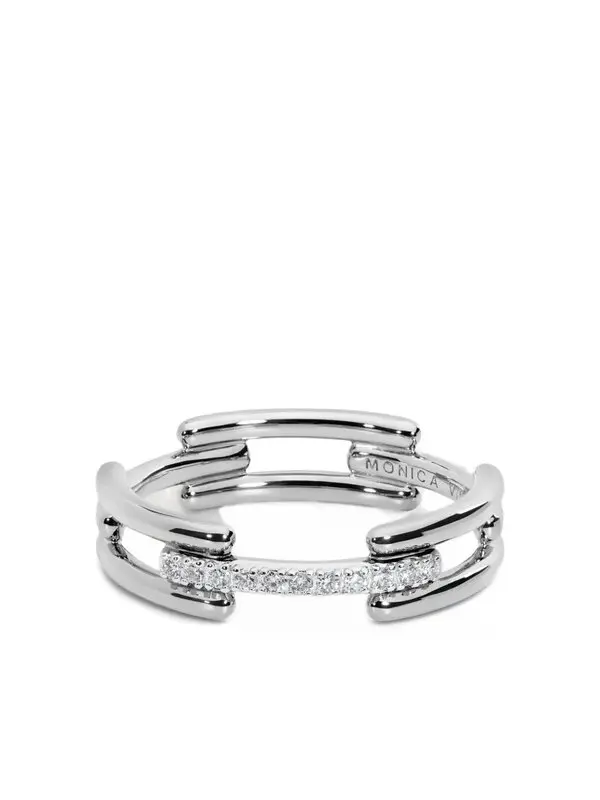 Monica Vinader Link Diamond Ring - Silver