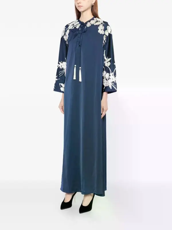 SHATHA ESSA Floral-embroidered Maxi Dress