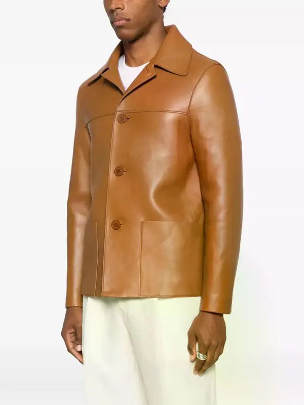 Sandro Buttoned Leather Jacket
