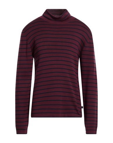 TOD'S Striped Turtleneck Fine Knit Long Sleeve Top - Red