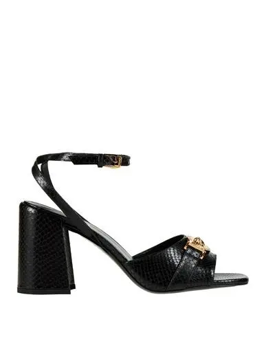 Versace Snakeskin-print Embellished Calfskin Sandals - Black