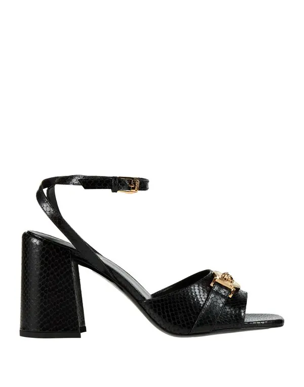 Versace Snakeskin-print Embellished Calfskin Sandals - Black