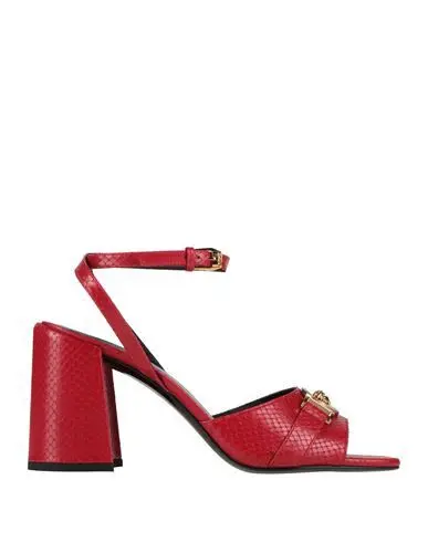 Versace Snakeskin-print Embellished Calfskin Sandals - Red
