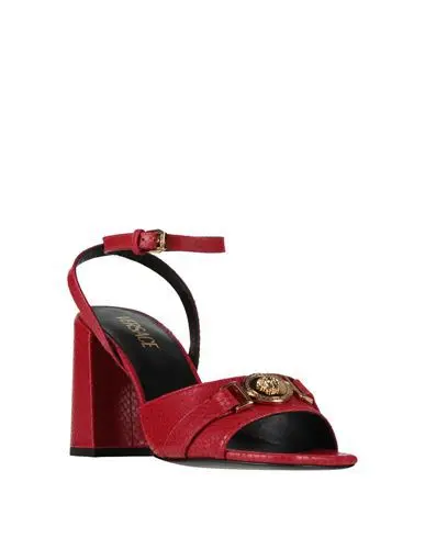 Versace Snakeskin-print Embellished Calfskin Sandals - Red