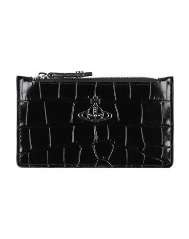VIVIENNE WESTWOOD Leather Crocodile-effect Card Holder - Black