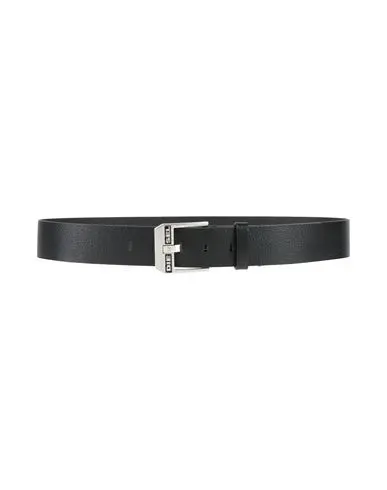 Diesel Pebbled Leather Belt With Buckle And Logo - Black