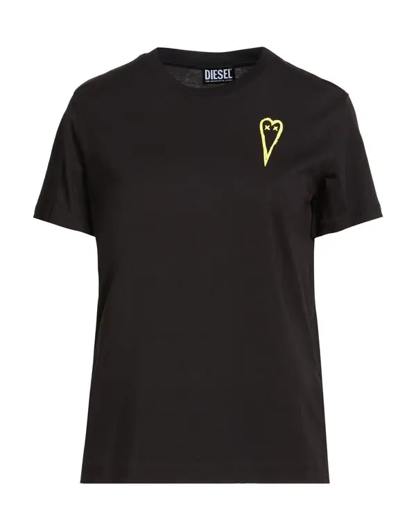 DIESEL® Cotton T-shirt With Graphic Print - Black