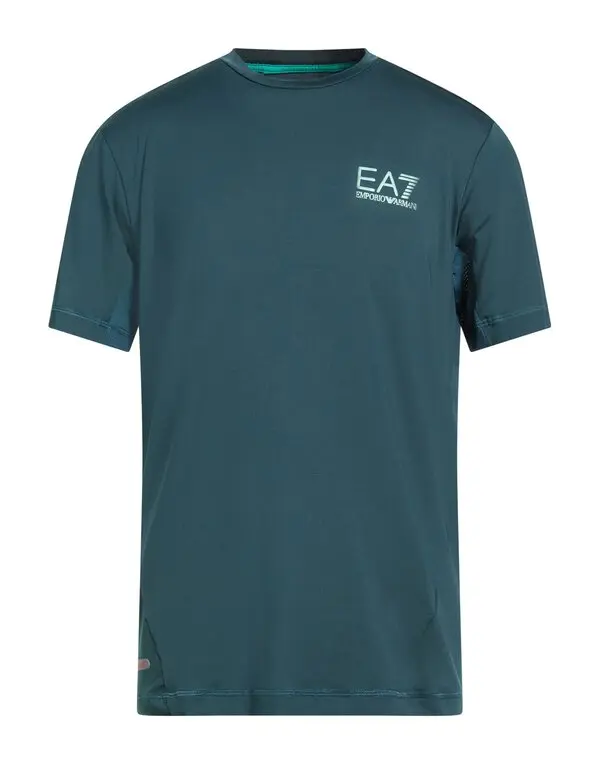 EA7 Crewneck T-shirt With Logo Print - Green