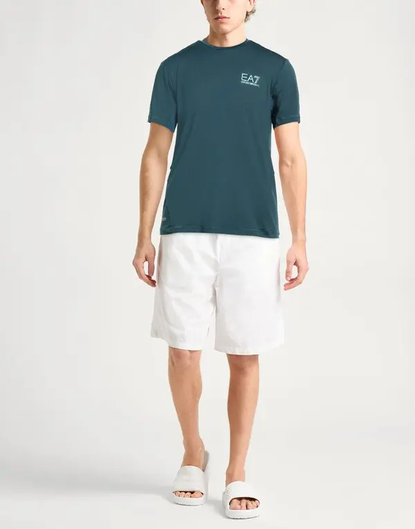 EA7 Crewneck T-shirt With Logo Print - Green