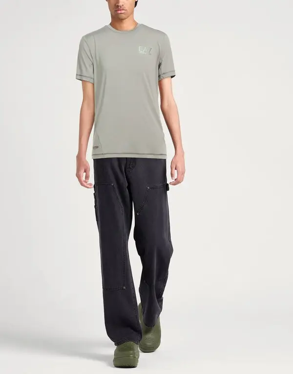 EA7 Crewneck T-shirt With Logo Print - Grey
