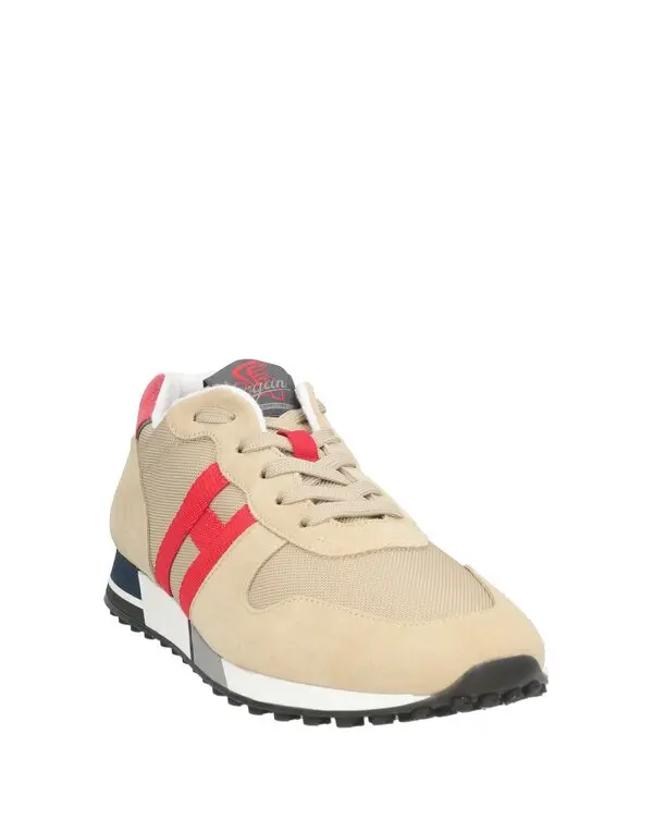Hogan Low-top Sneakers In Suede And Textile Fibers - Beige