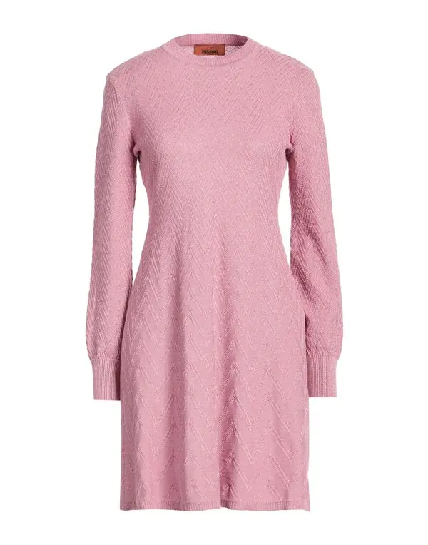 Missoni - Long-sleeved A-line mini dress, Women, Pink, Size: M