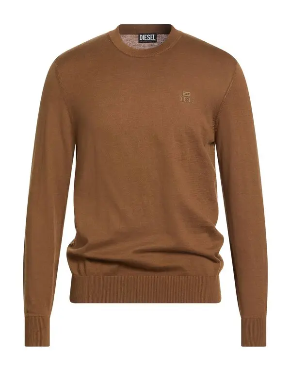 DIESEL® Cotton Crewneck Sweater - Brown