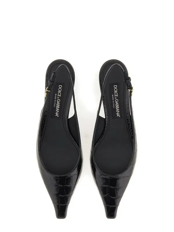 Dolce & Gabbana Leather Slingbacks With Logo