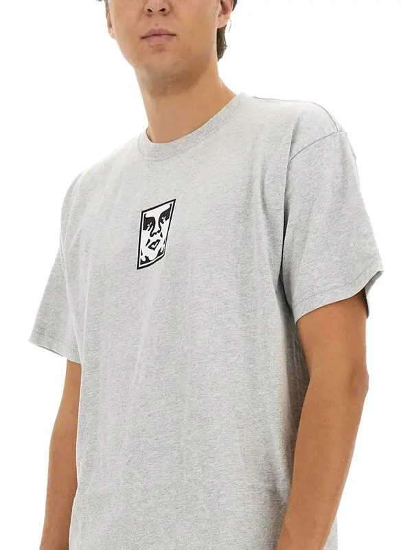 Obey T Shirt With Logo - Grey