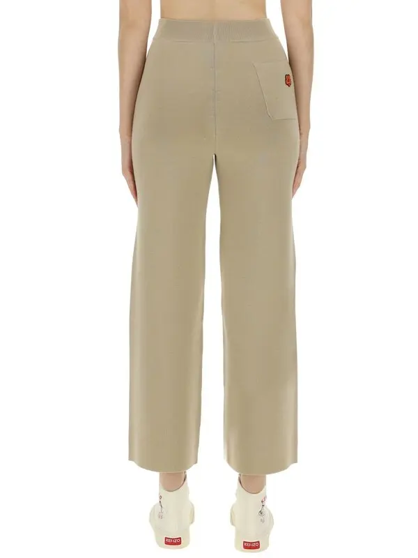 Kenzo Cropped Wool Pants With Logo
