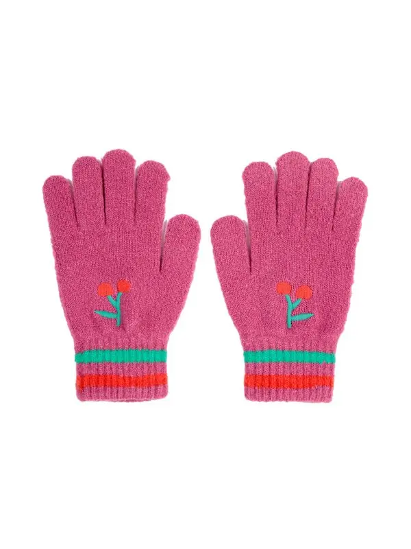 BOBO CHOSES Cherry Knitted Gloves - Fuchsia